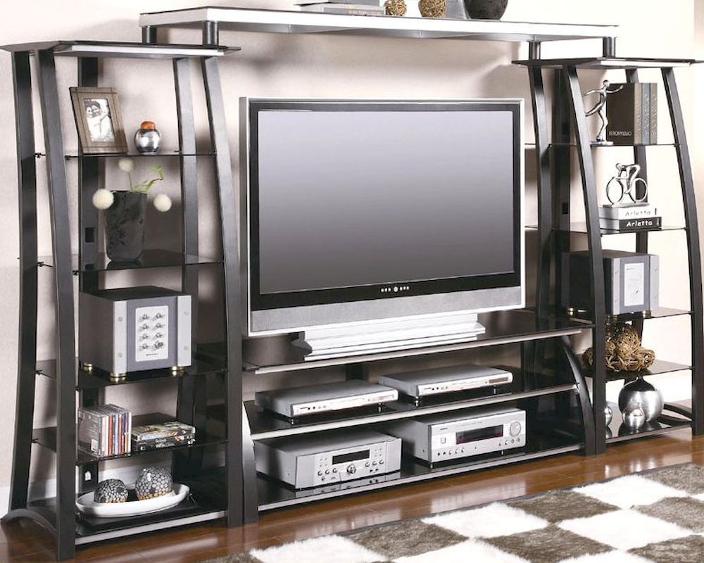 Contemporary Metal and Glass Wall Unit CO700681u