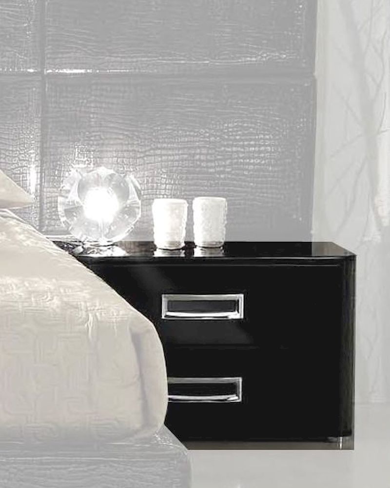 Contemporary Night Stand in Black Glossy Finish 33B123