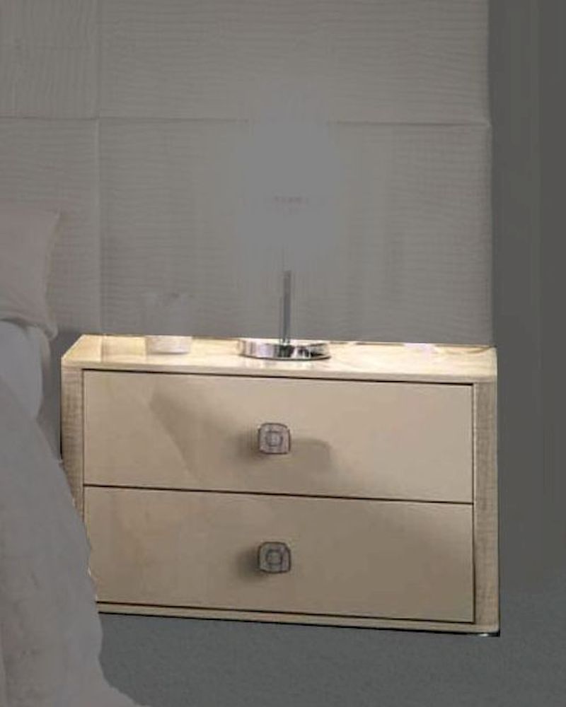 Contemporary Night Stand in Ivory Glossy Finish 33B133