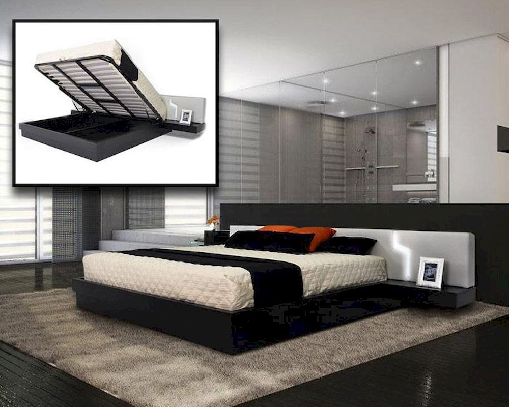 Contemporary Platform Bed w/ Storage 44B191BD