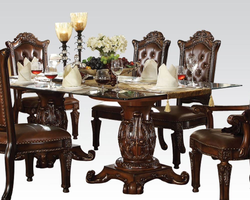 Dining Set w/ Glass Top Table Vendome Cherry by Acme AC62005SET