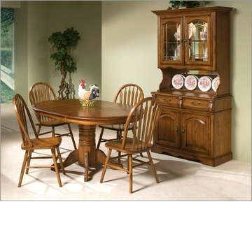 Intercon Solid Oak Pedestal Dining Set Classic Oak INCOI4260SET