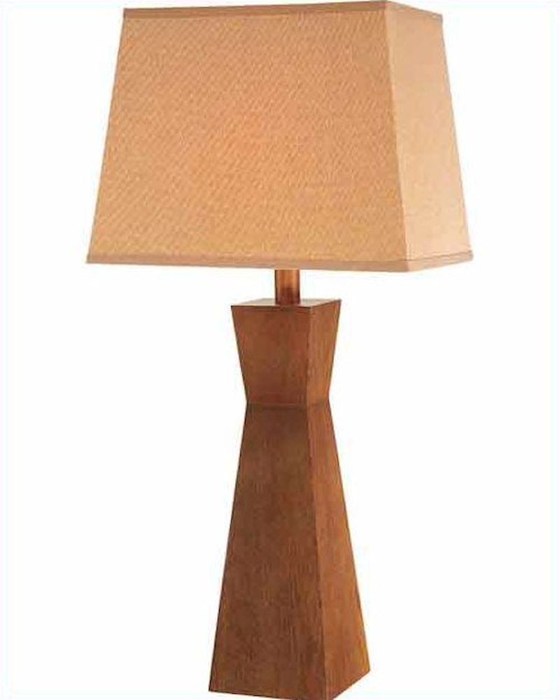 Lite Source Tan Wood w/ Body Tan Fabric Shade Table Lamp LS-21386