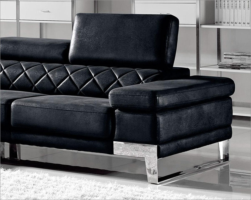 Modern Black Fabric Sectional Sofa 44L6054