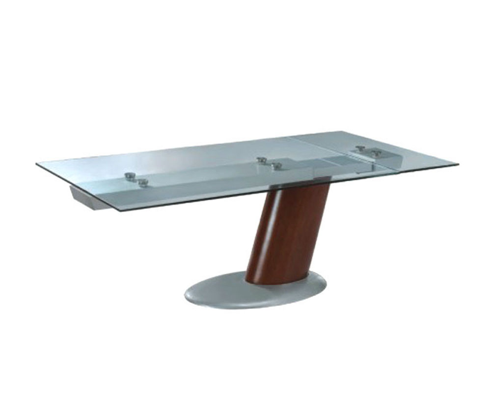 Modern Glass Top Dining Table in Brown Finish European Design 33D242
