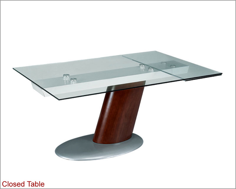 Modern Glass Top Dining Table in Brown Finish European Design 33D242