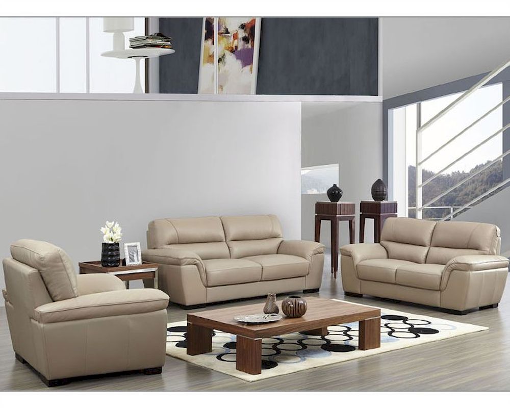 Modern Leather Sofa Set in Beige Color ESF8052SET