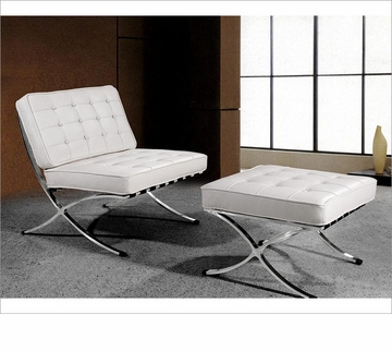 Modern Leather "X" Leg Chair And Ottoman Lounge Set 44LG0364