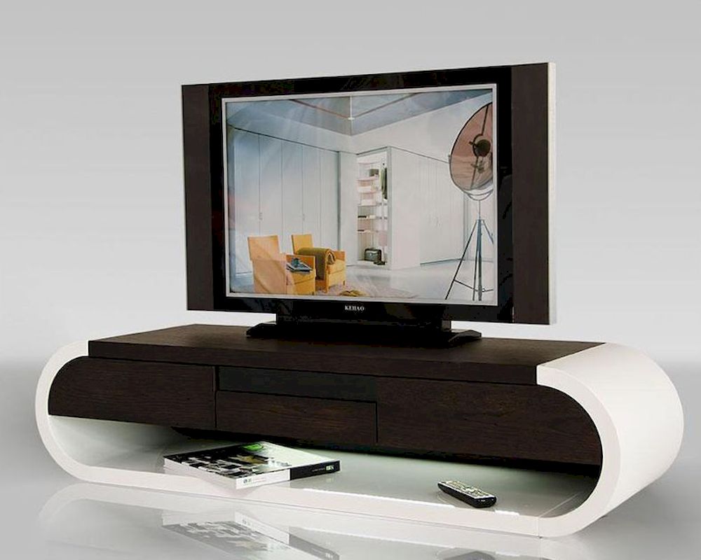 Modern Two-Tone TV Entertainment Unit w/ Light 44ENT091