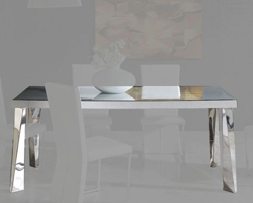 Modern White Glass Top Dining Table Cruz European Design Spain 33D82