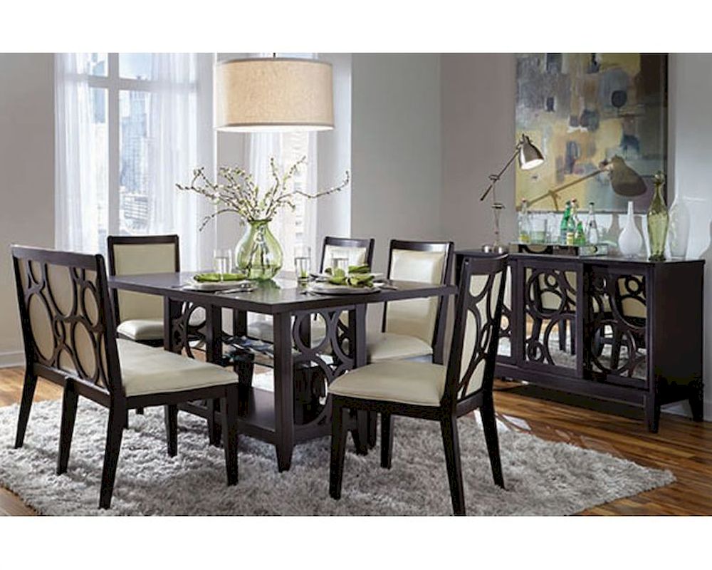 Najarian Formal Dining Set w/ Rectangle Wood Table Planet NA-PL7SET
