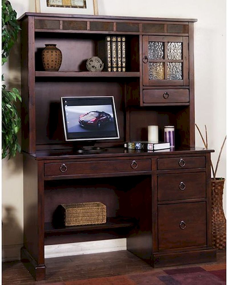 Santa Fe Single Pedestal Desk w/ Hutch by Sunny Designs SU-2968DC-H