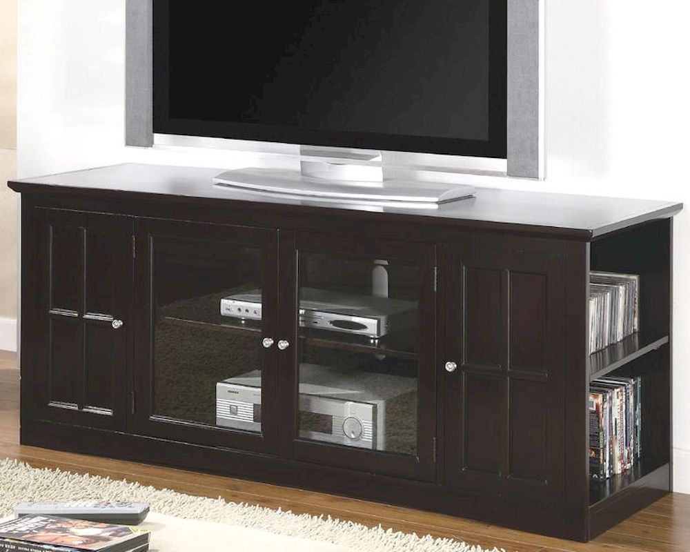 Transitional Media Console with Glass Doors Fullerton CO700656