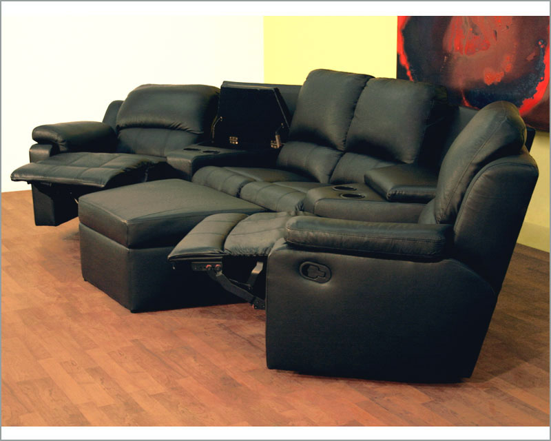 Warehouse Interiors Home Theater Seating Curved Row in Black BS-8802