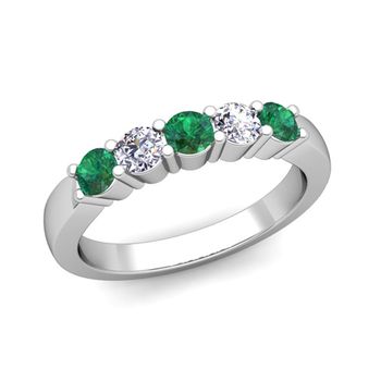 Build 5 Stone Wedding Anniversary Ring Band with Diamonds and Gemstones