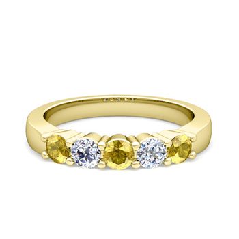 Build 5 Stone Wedding Anniversary Ring Band with Diamonds and Gemstones