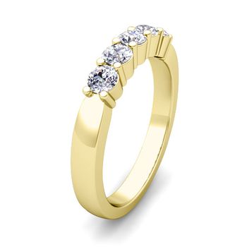 Build 5 Stone Wedding Anniversary Ring Band with Diamonds and Gemstones