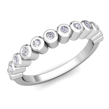 Bezel Set Diamond Wedding Anniversary Ring Band in 14k Gold