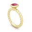 Bezel Set Solitaire Ruby Engagement Ring 18k Gold Rope Band 5mm