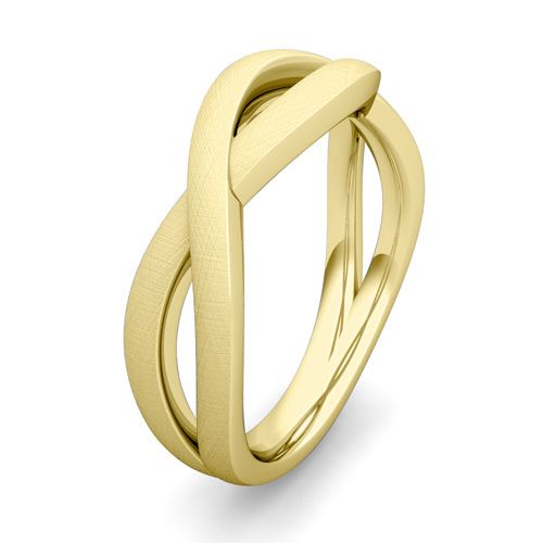 Brushed Infinity Wedding Band Ring 14k Gold Comfort Fit Band 6mm