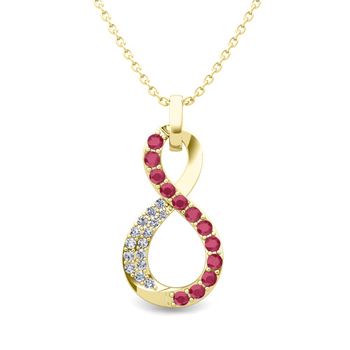 Custom Infinity Diamond and Gemstone Necklace in 14k, 18k Gold
