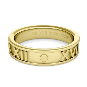 Custom My Love Roman Numeral Wedding Band 5mm Gold or Platinum Ring