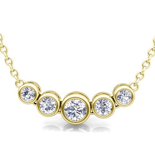 Bezel Set Diamond Drop Necklace in 18k Gold Bubble Pendant