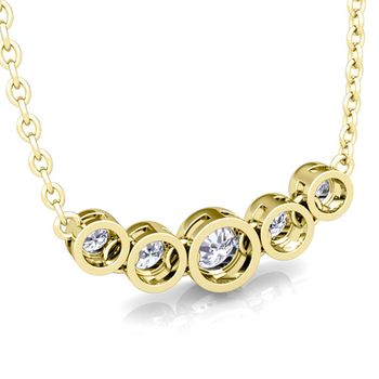 Bezel Set Diamond Drop Necklace in 18k Gold Bubble Pendant