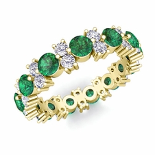 Garland Diamond and Emerald Eternity Band Ring in 14k Gold|My Love