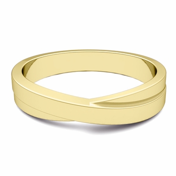 Infinity Wedding Band in 18k Gold Mens Comfort Fit Ring, 4mm