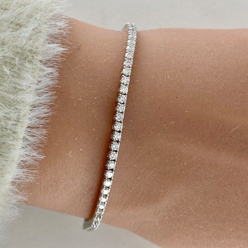 Lab Grown Diamond Tennis Bracelet In 14k White Gold 3.00 cttw Tennis Bracelet