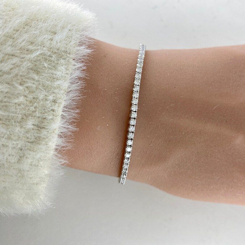 Lab Grown Diamond Tennis Bracelet In 14k White Gold 3.00 cttw Tennis Bracelet