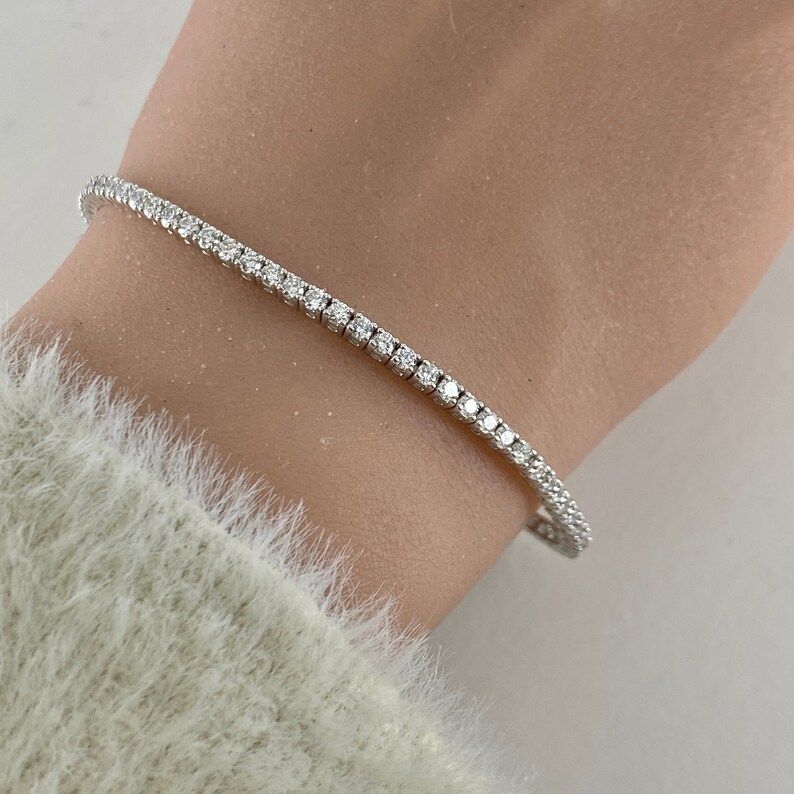 Lab Grown Diamond Tennis Bracelet In 14k White Gold 3.00 cttw Tennis Bracelet