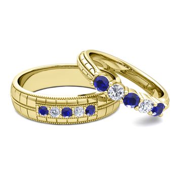 Build 5 Stone Wedding Ring Band for Him and Her with Diamond Gemstone