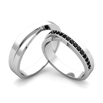Custom Infinity Wedding Bands for Him and Her with Diamond Gemstone