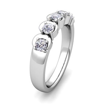 Custom 5 Stone Wedding Anniversary Ring Band with Diamonds Gemstones