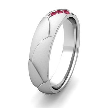 Matching Wedding Bands 3 Stone Ruby Wedding Ring in Platinum