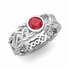 Solitaire Diamond Engagement Ring in Platinum Celtic Wedding Band