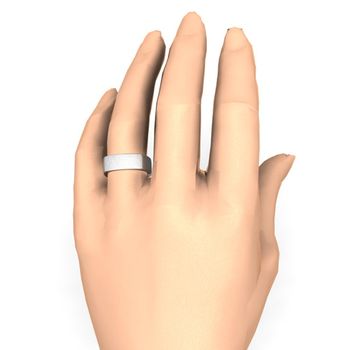 Square Comfort Fit Wedding Ring 18K Gold Brushed Band, 7mm