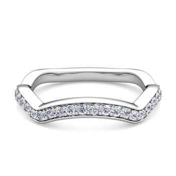 Build Curved Wedding Ring Band for Her Diamonds and Gemstones