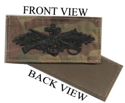 Seabee Combat Warfare Specialist patch in (OCP) MultiCam with hook fastener, note Velcro or ...