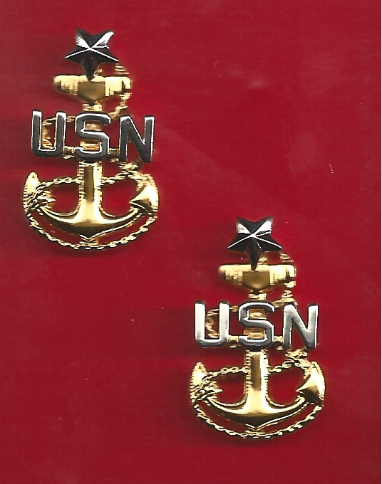 Navy Rank Insignia - E-8 Master Chief Collar Device with Clutch