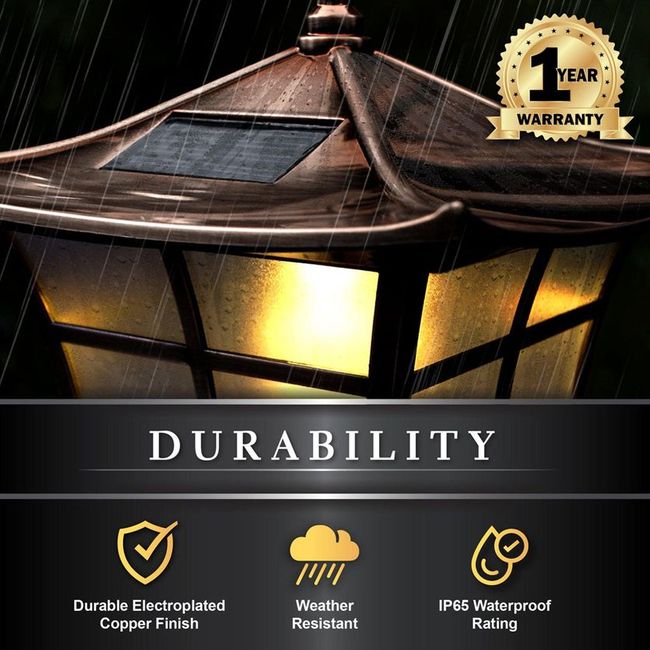 Classy Caps Ambience Solar Copper Post Cap Light
