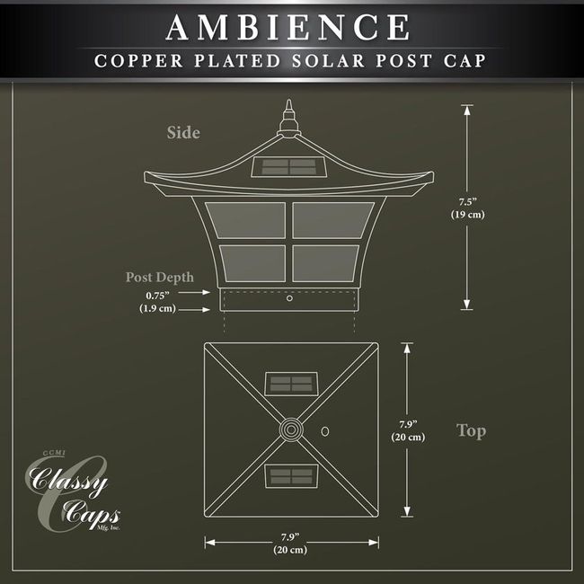 Classy Caps Ambience Solar Copper Post Cap Light
