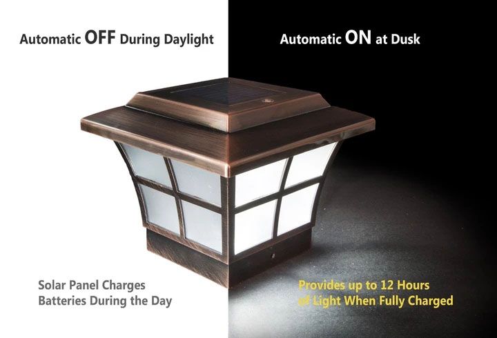 Classy Caps Copper Prestige Solar Post Cap for 4x4 Posts