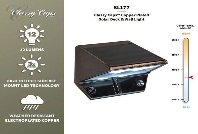 Classy Caps Deck and Wall Light Available in White, Copper or Black