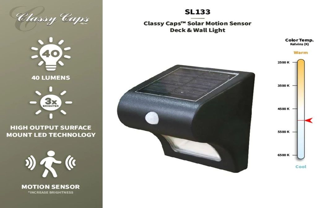 Classy Caps Solar Motion Sensor Deck and Wall Light