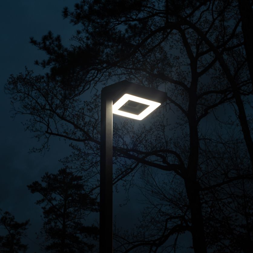 Contemporary Square Solar Post Light with Modern Square Pole