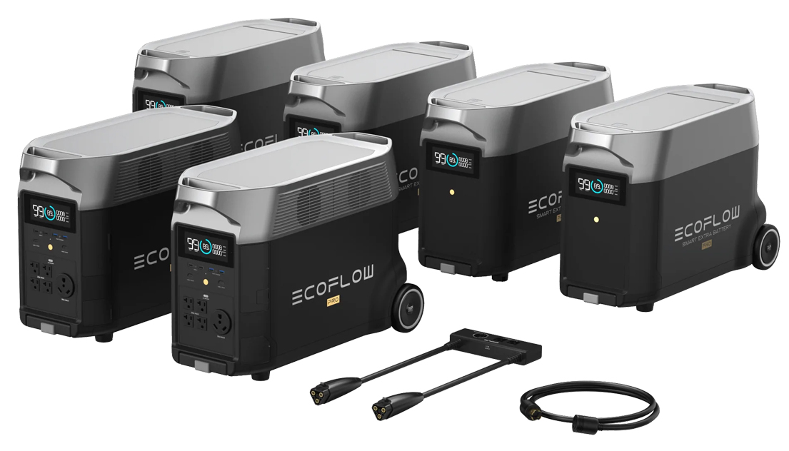 EcoFlow 2x Delta Pro and 4x Expansion Battery Double Voltage Hub Kit ...