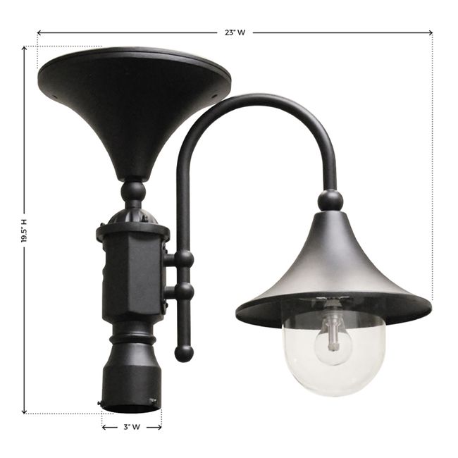 Everest Solar Lamp Post with GS Solar LED Light Bulb - Black